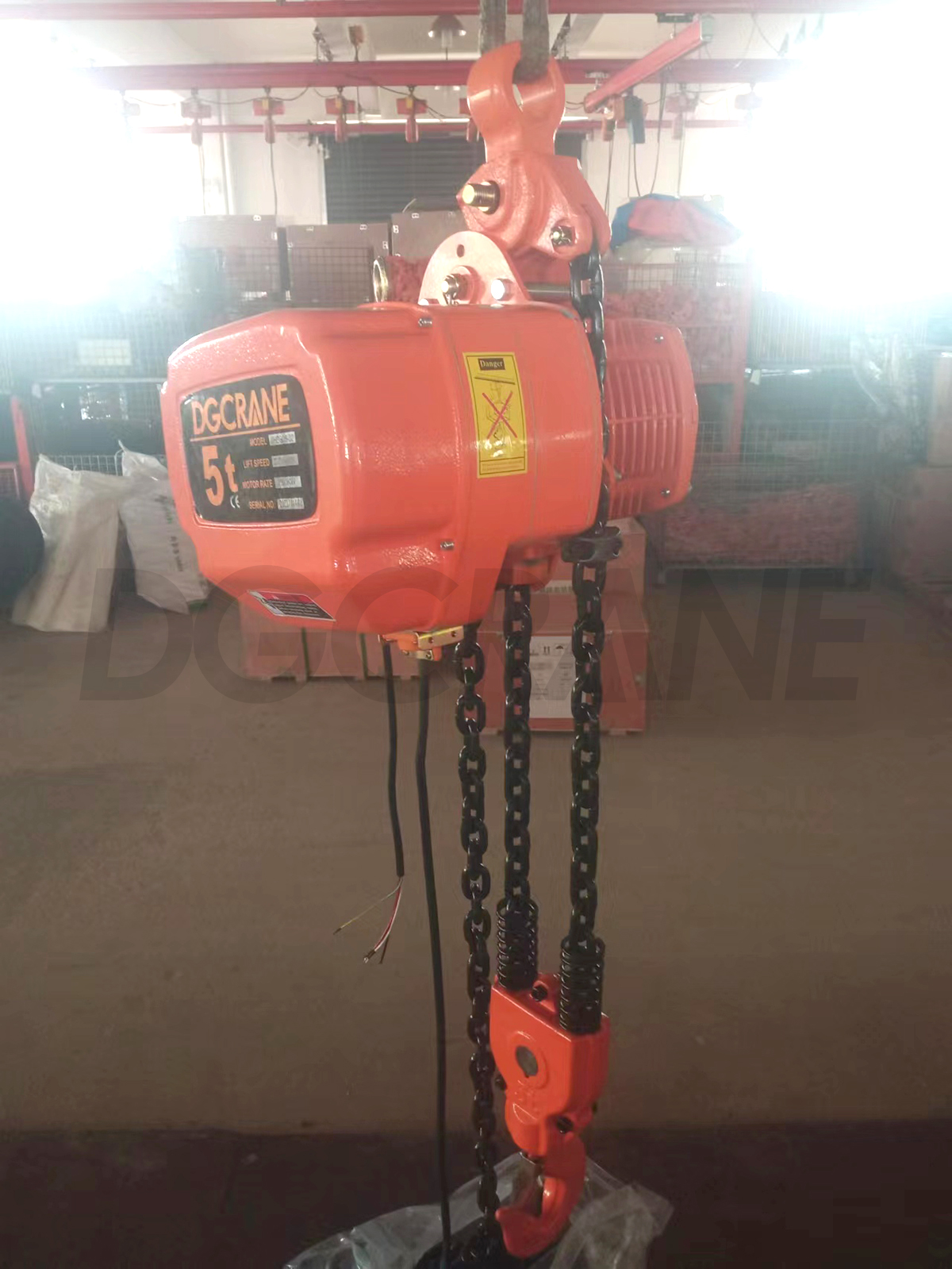 Two sets 10 ton and one set 5 ton Electric chain hoist exported to Chile | DGCRANE